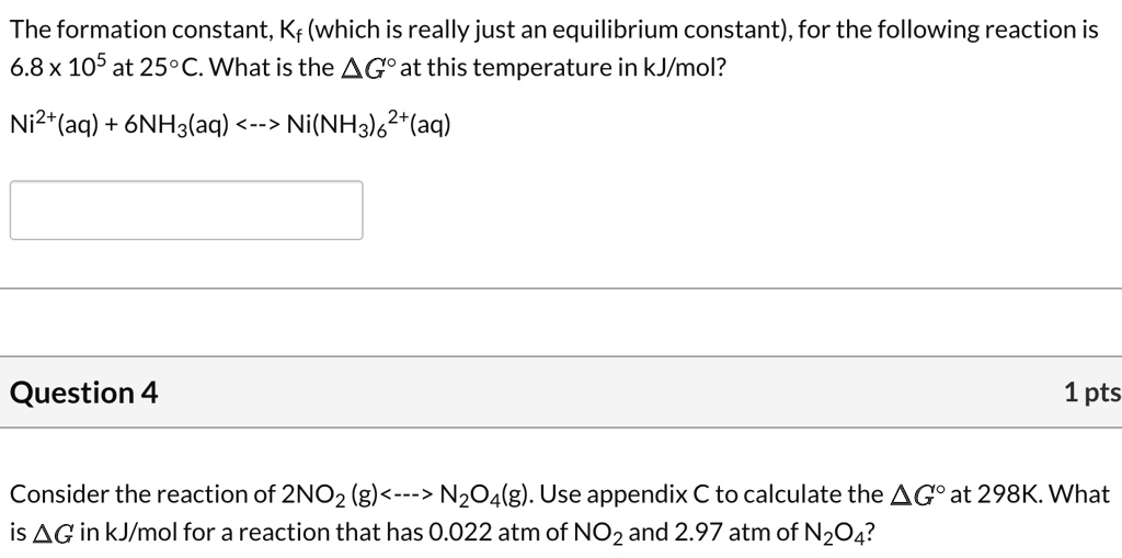 SOLVED: The formation constant; Kf (which is really just an equilibrium ...