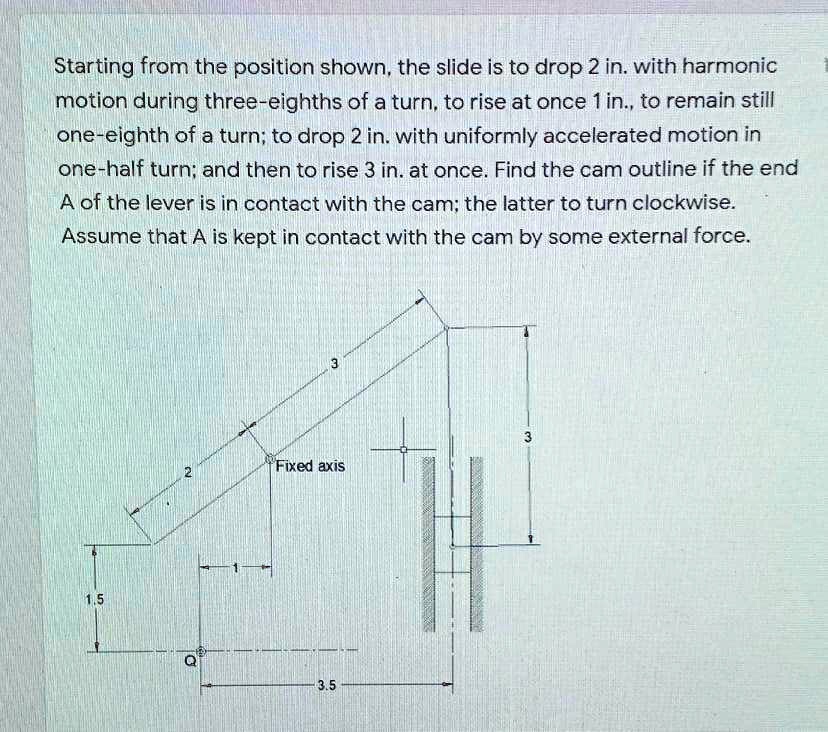 Starting from the position shown, the slide is to drop 2 in. with ...