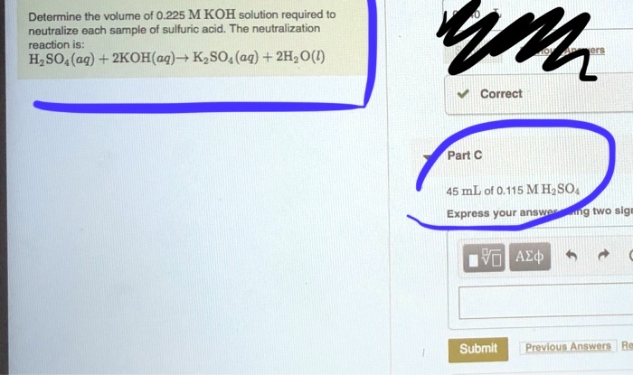 SOLVED: Determine the volume of 0.225 M KOH solution required to neutralize each sample of ...