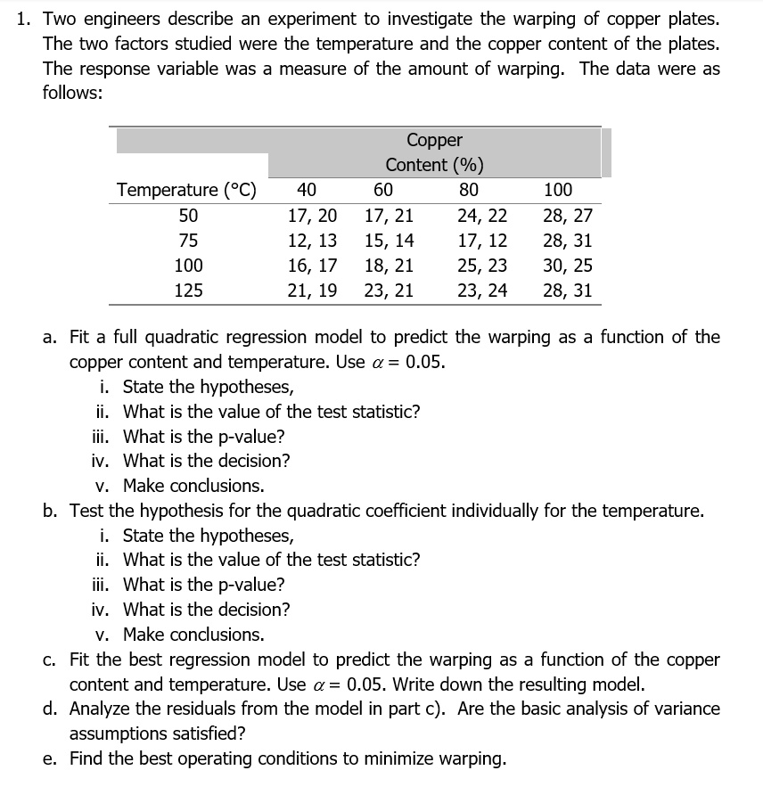two engineers describe an experiment to investigate the warping of ...