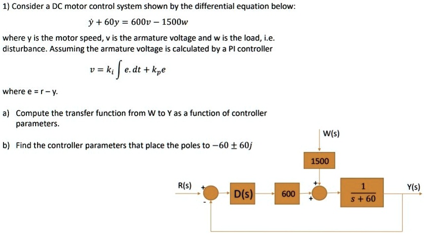 SOLVED: Consider a DC motor control system shown by the differential ...