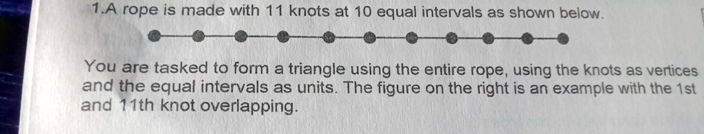 1.A rope is made with 11 knots at 10 equal intervals as shown below ...