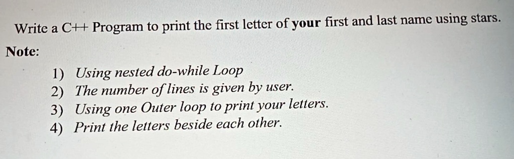 Solved Use My Name Yousef Khalil Write A C Program To Print The First Letter Of Your First