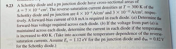 SOLVED: 9.23 A Schottky diode and a pn junction diode have cross ...