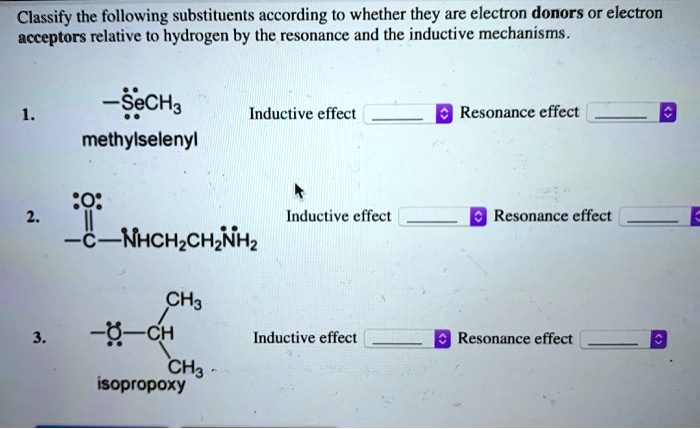 SOLVED:Classify the following substituents according to whether they ...