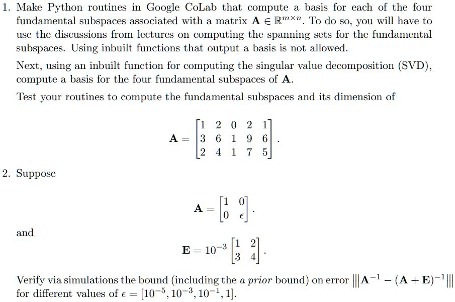 Solved Solve Both Programming Questions 1 And 2 Using Python Not Matlab 1 Make Python