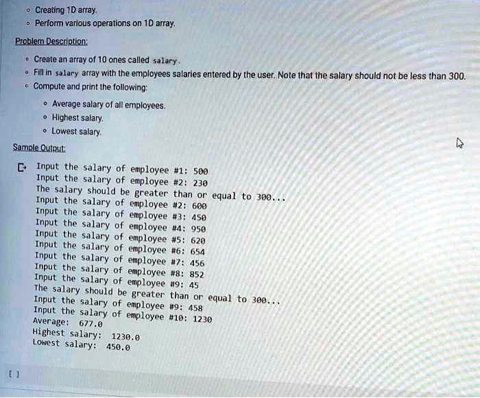 Creating 1d Array • Perform Various Operations On 1d Array Problem Description • Create An 0158