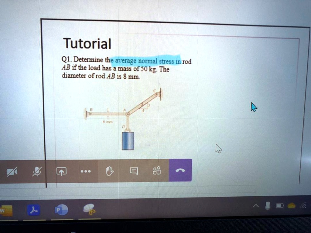 SOLVED: Tutorial Q1. Determine the average normal stress in rod AB if ...