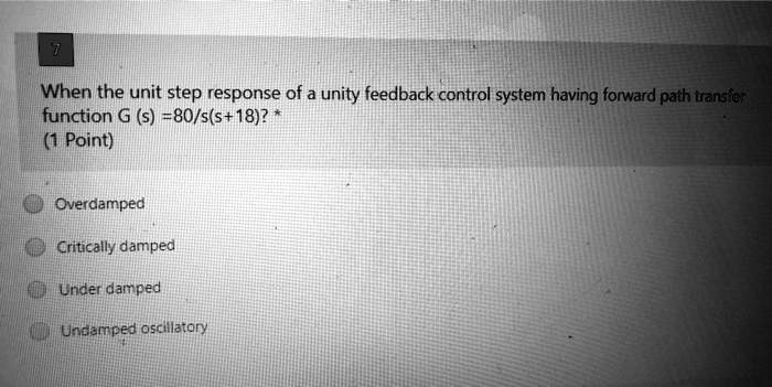 SOLVED: When the unit step response of a unity feedback control system ...