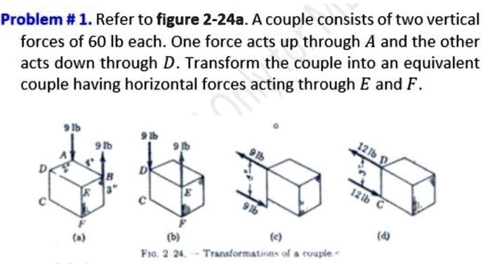 SOLVED: Problem #1. Refer to figure 2-24a. A couple consists of two ...