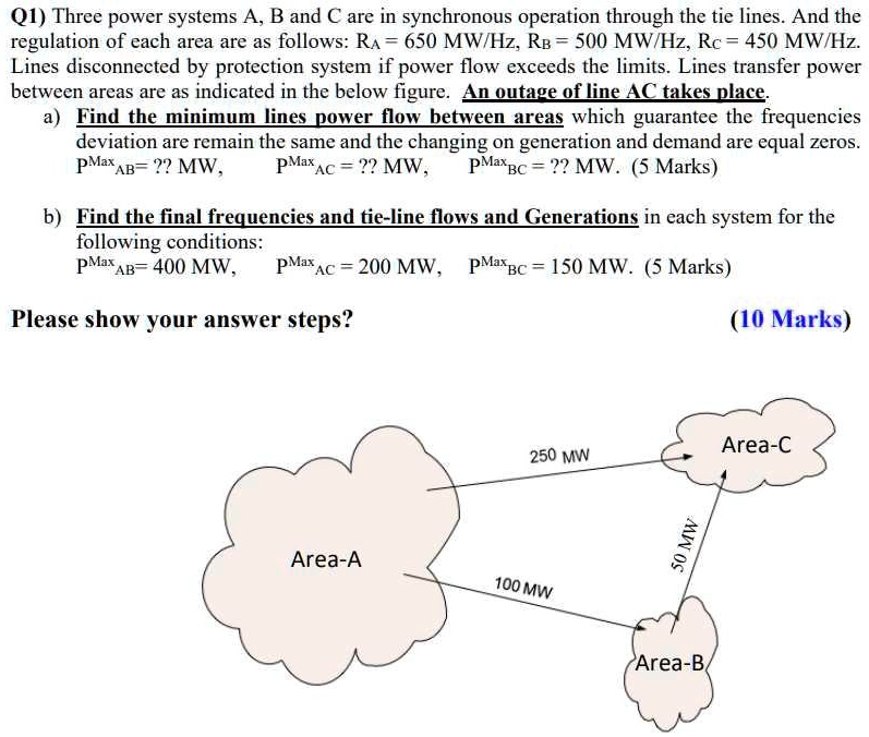 SOLVED: Q1: Three power systems A, B, and C are in synchronous ...