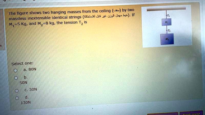 SOLVED: The figure shows two hanging masses from the ceiling ( ) by two (ALLSU . Jb ail 4+14 ...