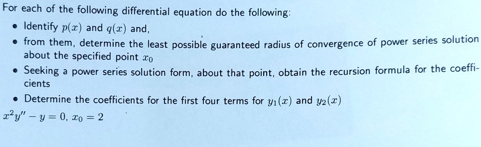SOLVED: For each of the following differential equation do the ...