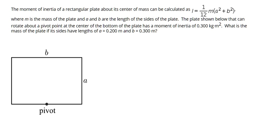 SOLVED: The moment of inertia of a rectangular plate about its center ...