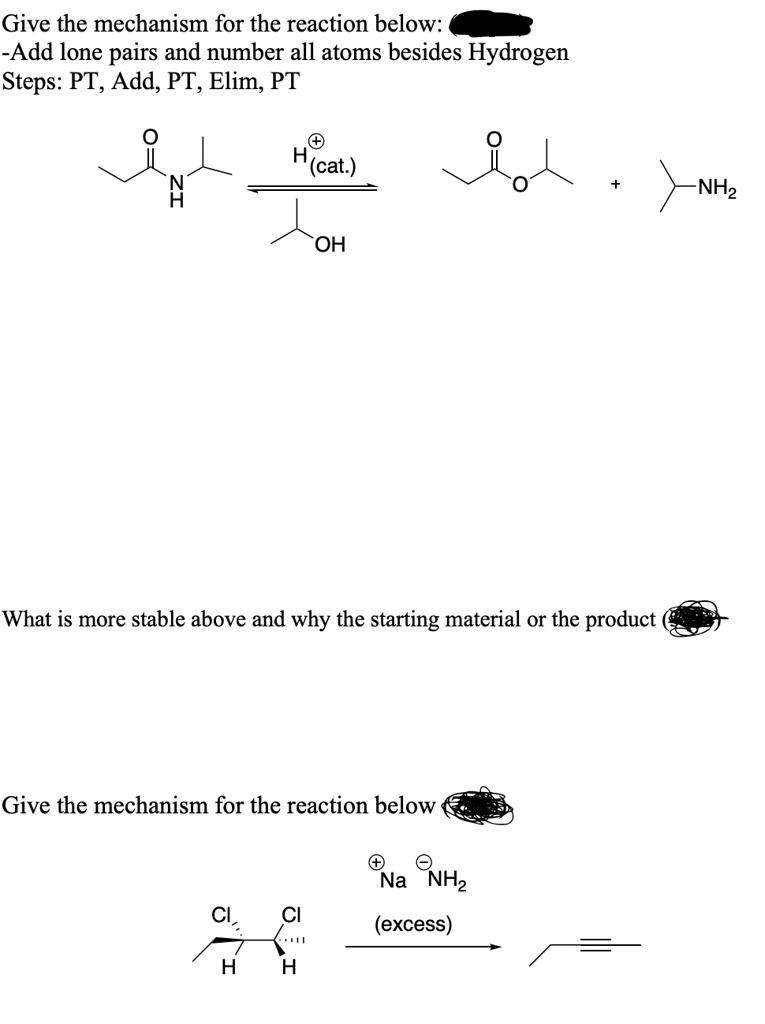 Give the mechanism for the reaction below: -Add lone pairs and number ...