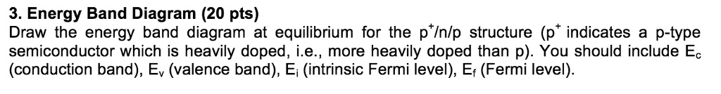 SOLVED: 3. Energy Band Diagram (20 pts) Draw the energy band diagram at ...