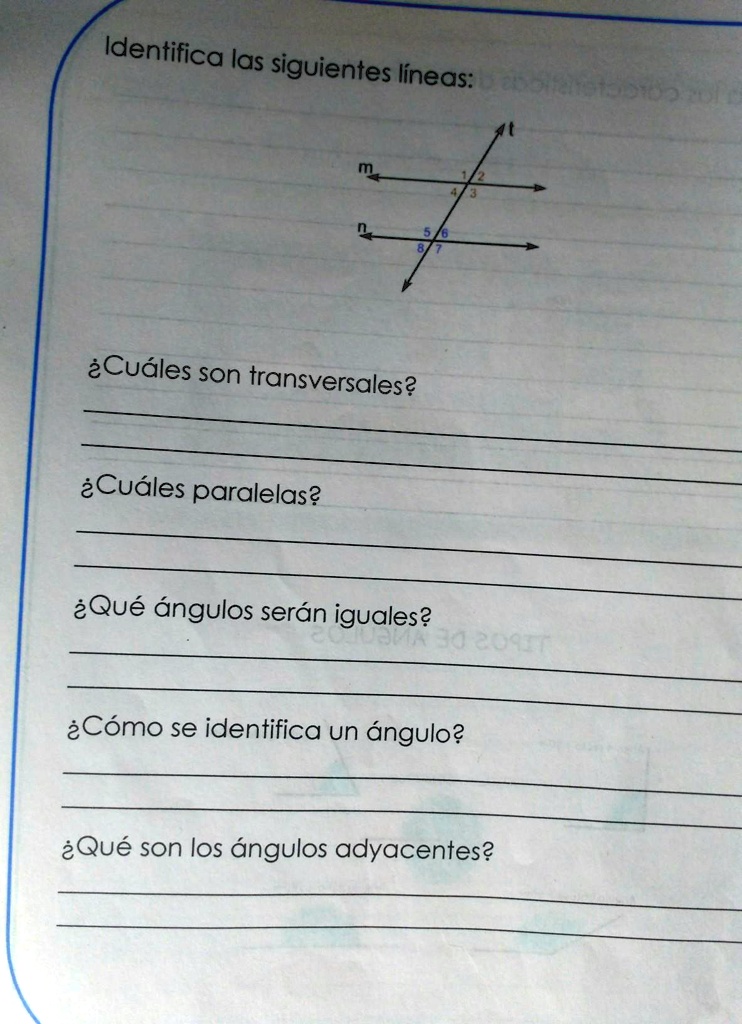 SOLVED: identifica las siguientes líneas: ¿cuáles son transversales ...