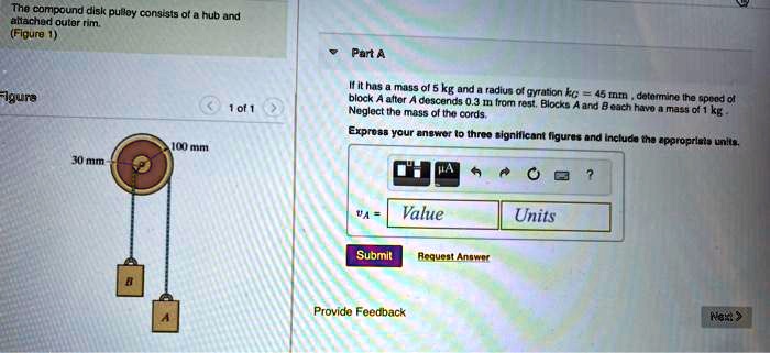 SOLVED: The compound disk pulley consists of a hub and an attached ...