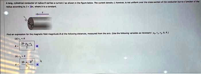 SOLVED: A long cylindrical conductor of radius R carries a current as shown in the figure below ...