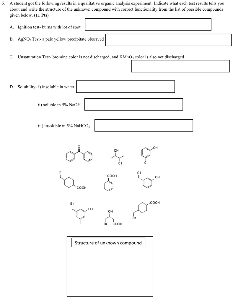 SOLVED: A student got the following results in qualitative organic ...