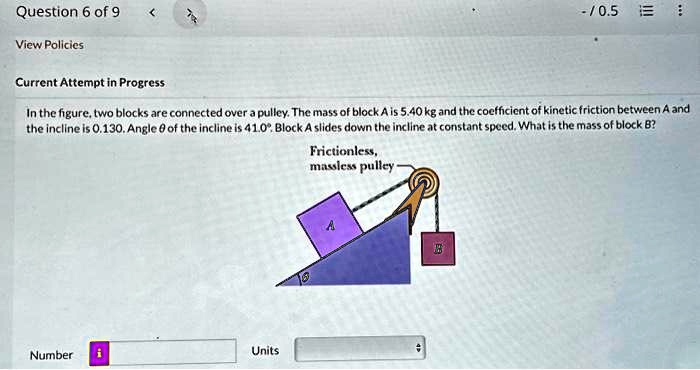 Question 6 of 9 View Policies Current Attempt in Progress In the figure, two blocks are ...