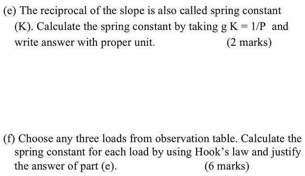 the reciprocal of the slope is also called spring constant k calculate ...