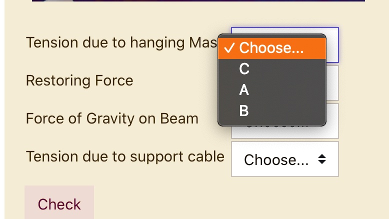 SOLVED: Tension due to hanging Masf Choose. Restoring Force A B Force ...