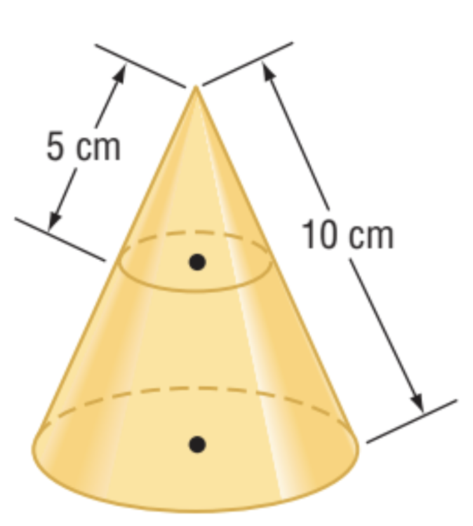 when a cone is cut by a plane parallel to its base a cone similar to ...