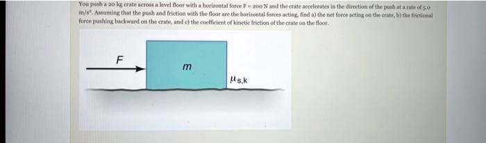 You push a 20 kg crate across a level floor with a horizontal force F ...