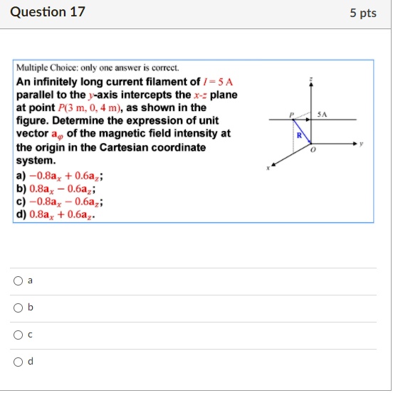 SOLVED: Multiple Choice: only one answer is correct. An infinitely long current filament of I ...