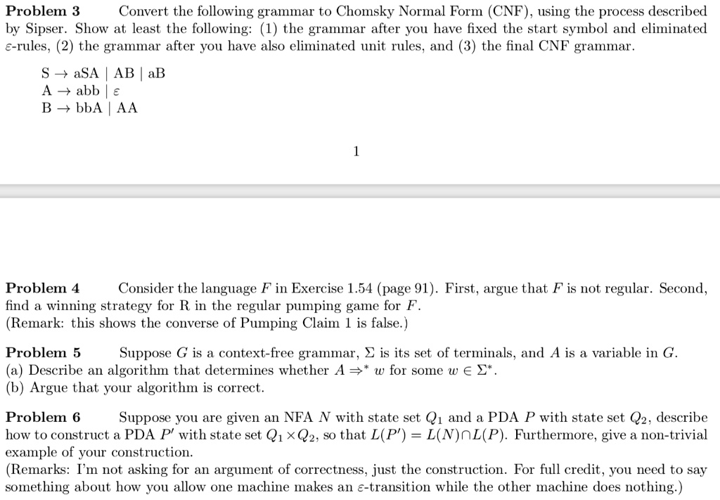 VIDEO solution: Problem 3: Convert the following grammar to Chomsky Normal Form (CNF), using the ...