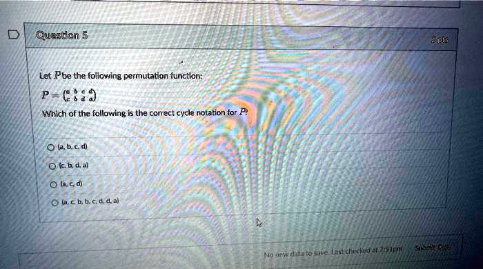 Solved Let P Be The Following Permutation Function P 6 9 Which Of The Following Is The