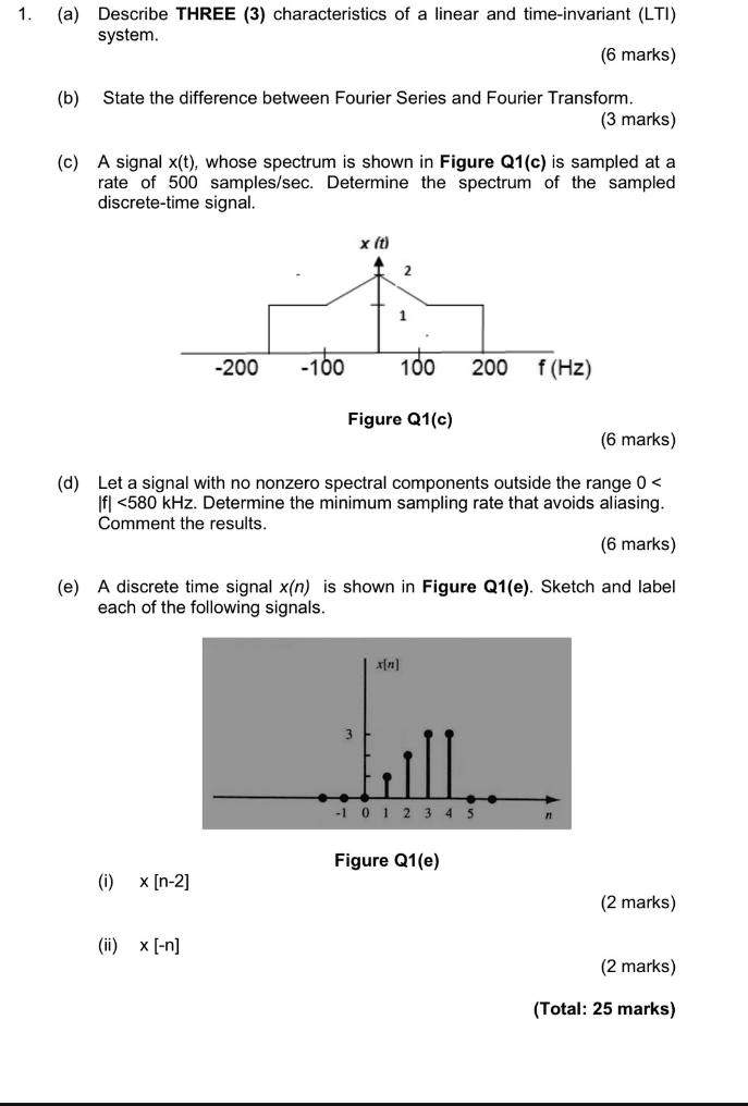 SOLVED: (a) Describe THREE (3) characteristics of a linear and time-invariant (LTI) system ...