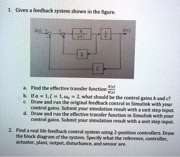SOLVED: Given a feedback system shown in the figure: X(S) a. Find the ...