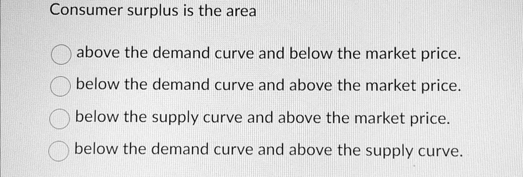 Consumer surplus is the area above the demand curve and below the ...