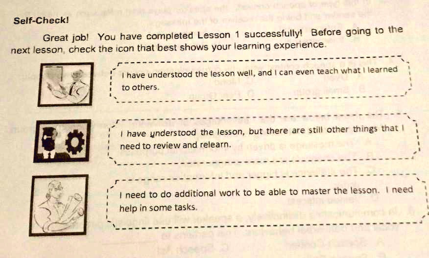 Self-Check! Great job! You have completed Lesson 1 successfully! Before ...