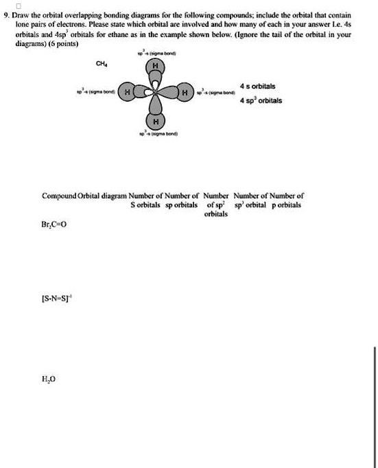 9 draw the orbital overlapping bonding diagrams for the...