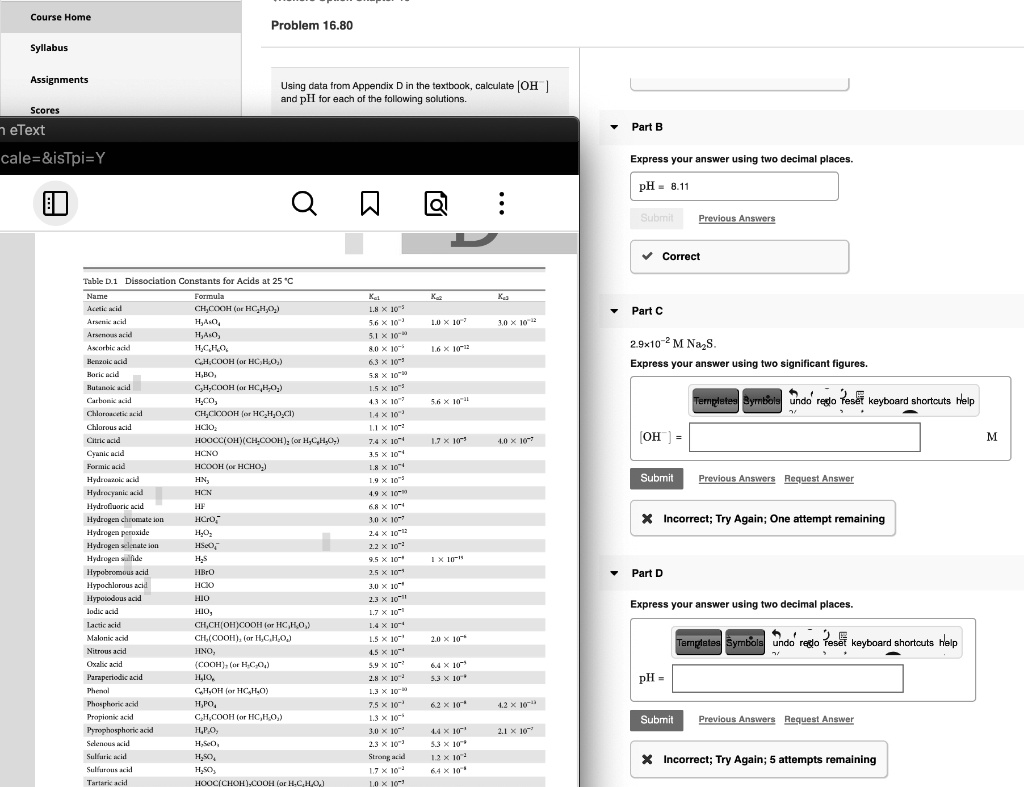 Title: pH Calculation for Various Solutions Problem 16.80 Syllabus ...