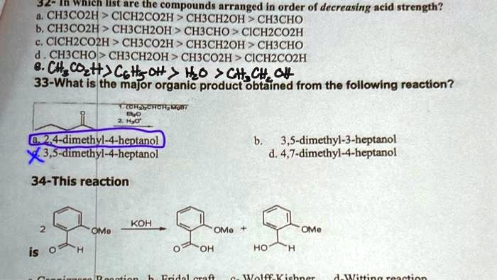 32- In Which list are the compounds arranged in order of decreasing ...