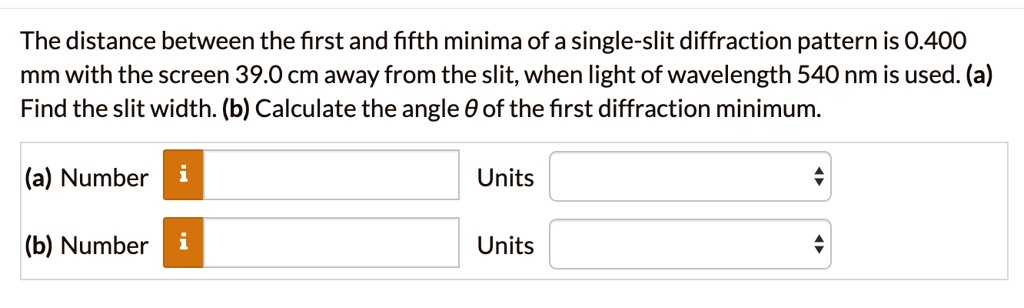 SOLVED: The distance between the first and fifth minima of a single ...