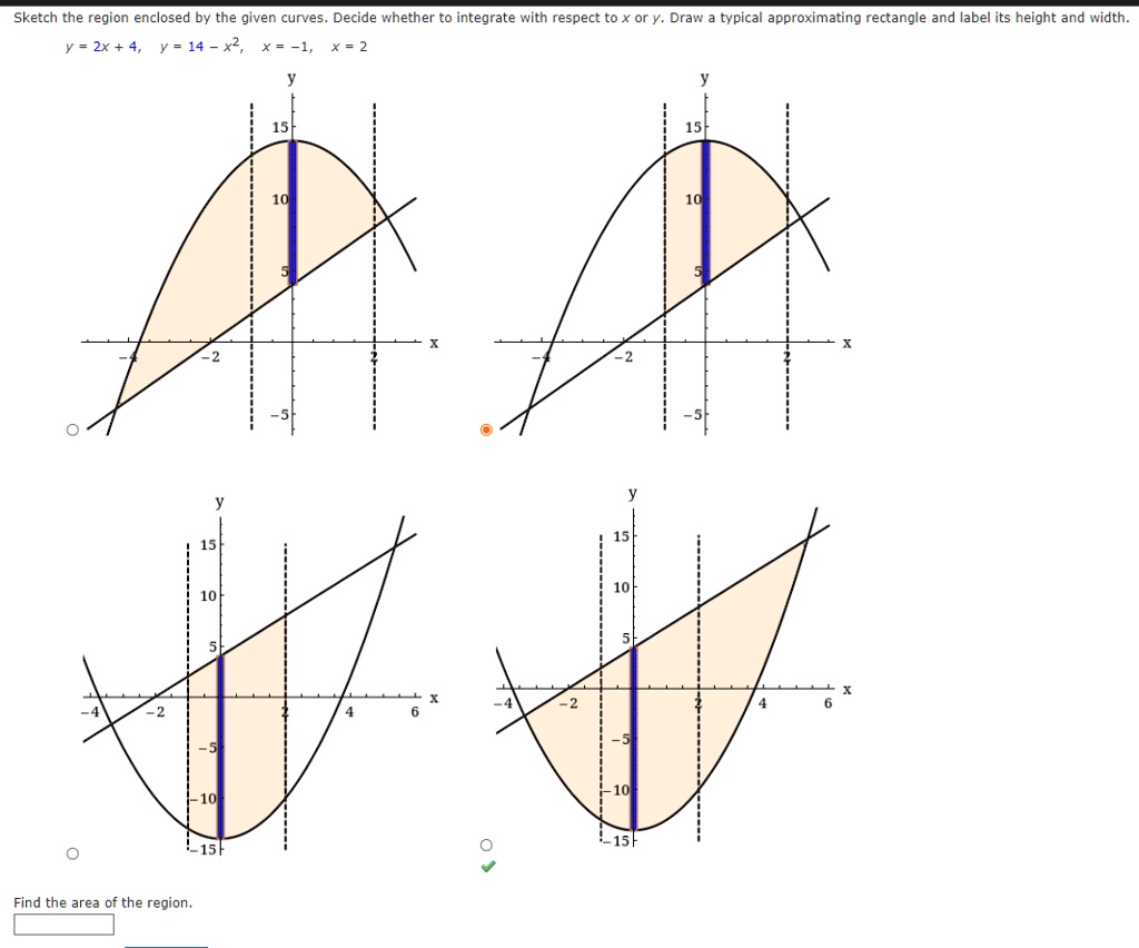 SOLVED: Sketch the region enclosed by the given curves. Decide whether ...