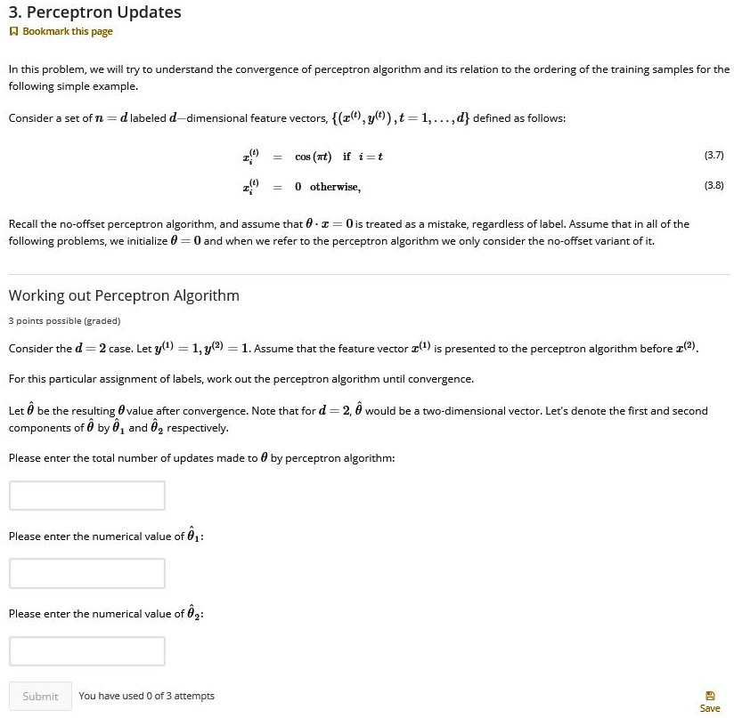 Perceptron Updates In this problem, we will try to understand the ...
