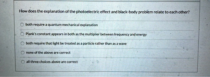 SOLVED: How does the explanation of the photoelectric effect and black ...