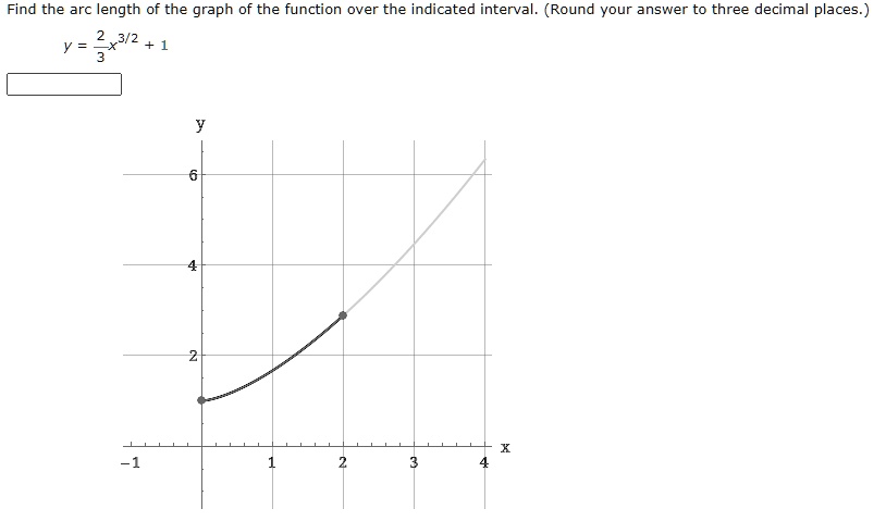find the arc length of the graph of the function over the indicated interval round your answer ...