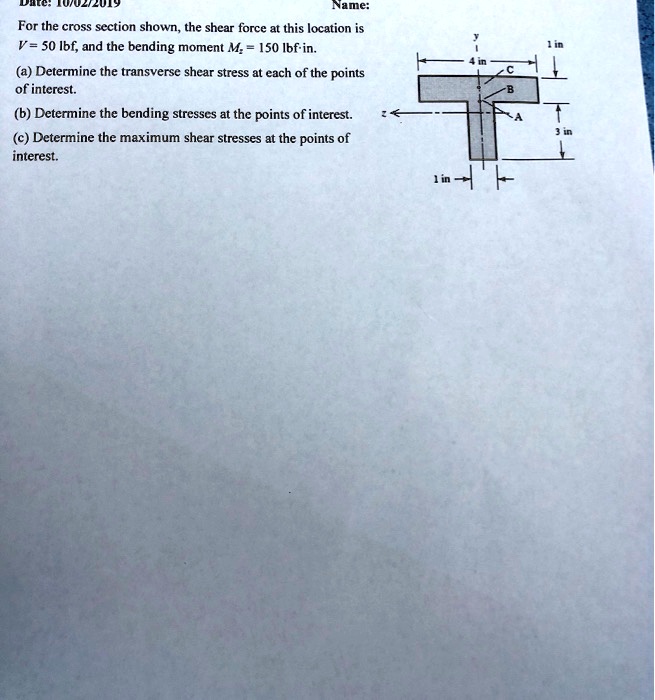 name for the cross section shown the shear force at this location is ...