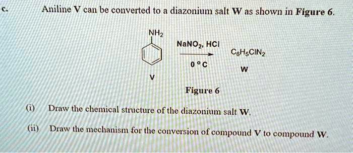 C. Aniline V can be converted to a diazonium salt W as shown in Figure ...