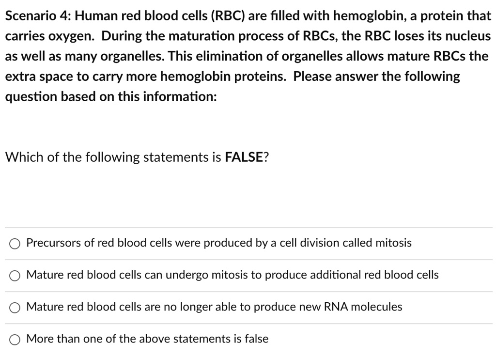 scenario 4 human red blood cells rbc are filled with hemoglobin a ...