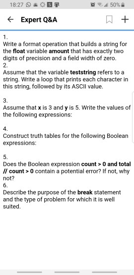 Python 1827 50 Expert Qa 7 1 Write A Format Operation That Builds A String For The Float