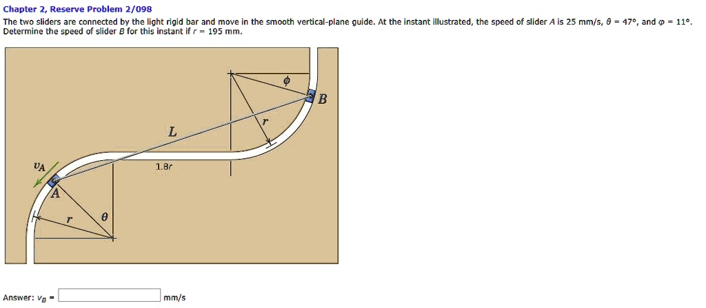 SOLVED: Chapter Reserve Problem 2/098 The two sliders are connected by ...