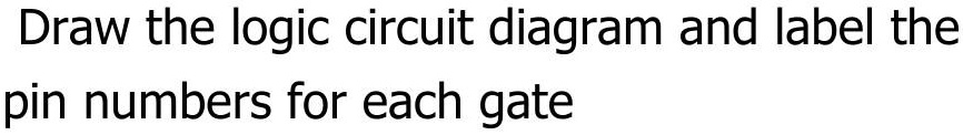 Draw the logic circuit diagram and label the oin numbers for each gate